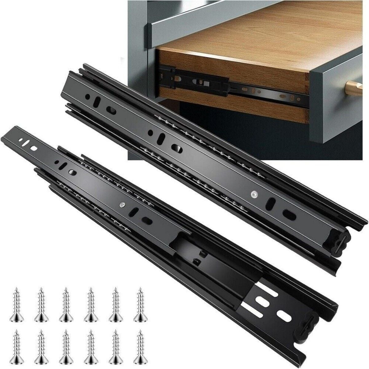 14 inch Drawer Slides 1 Pairs Full Extension Ball Bearing Drawer Slides ...