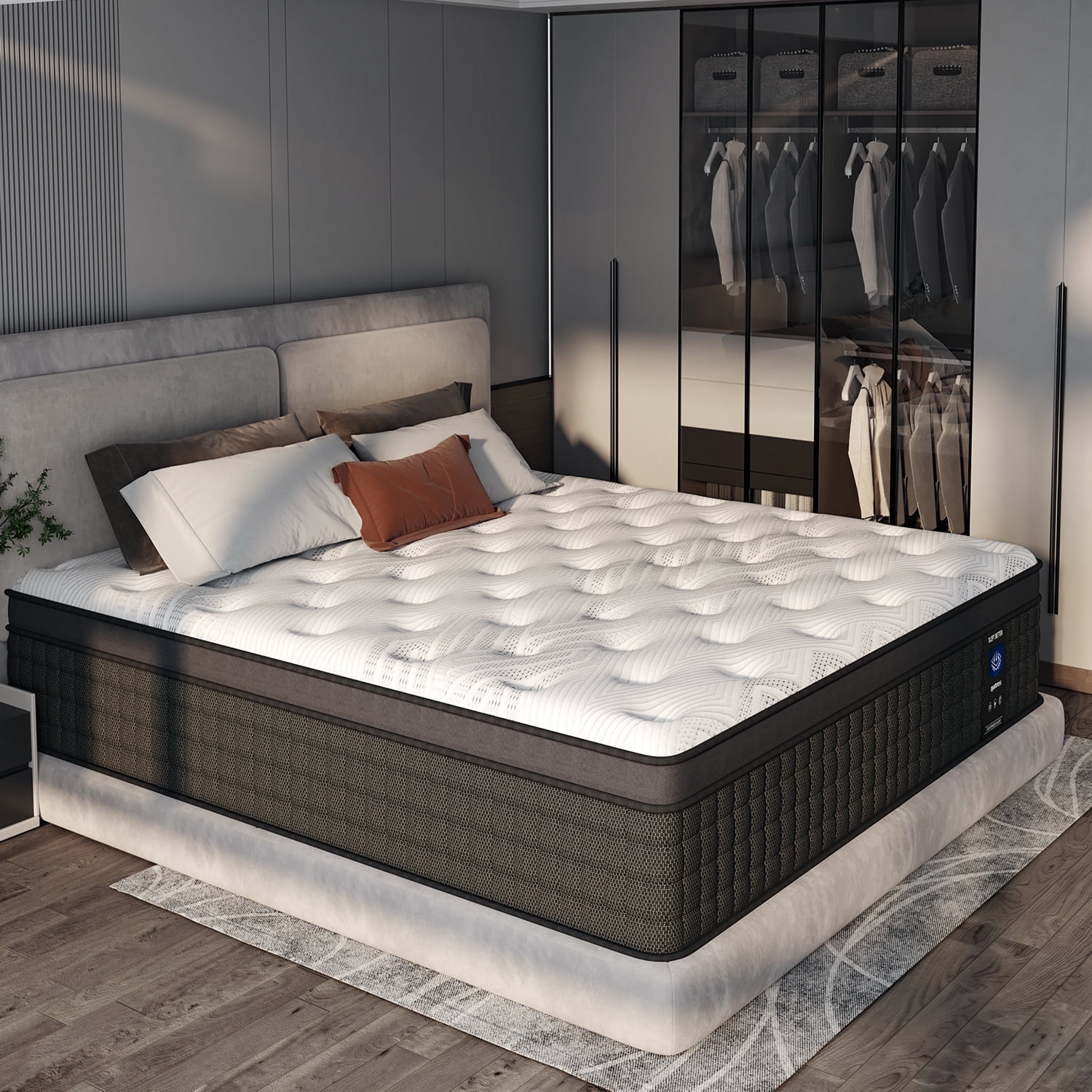 14 inch Full Size Mattress, Memory Foam Individual Pocket Springs ...