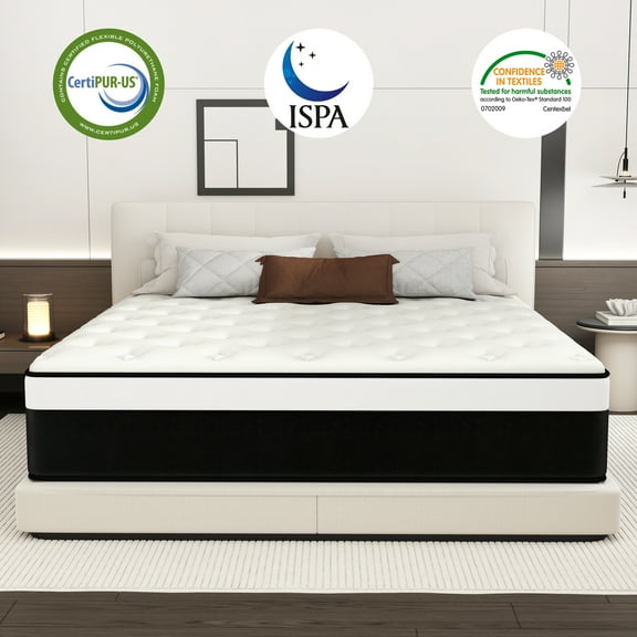 14-inch King Memory Foam & Spring Hybrid Mattress, Medium Firmness ...