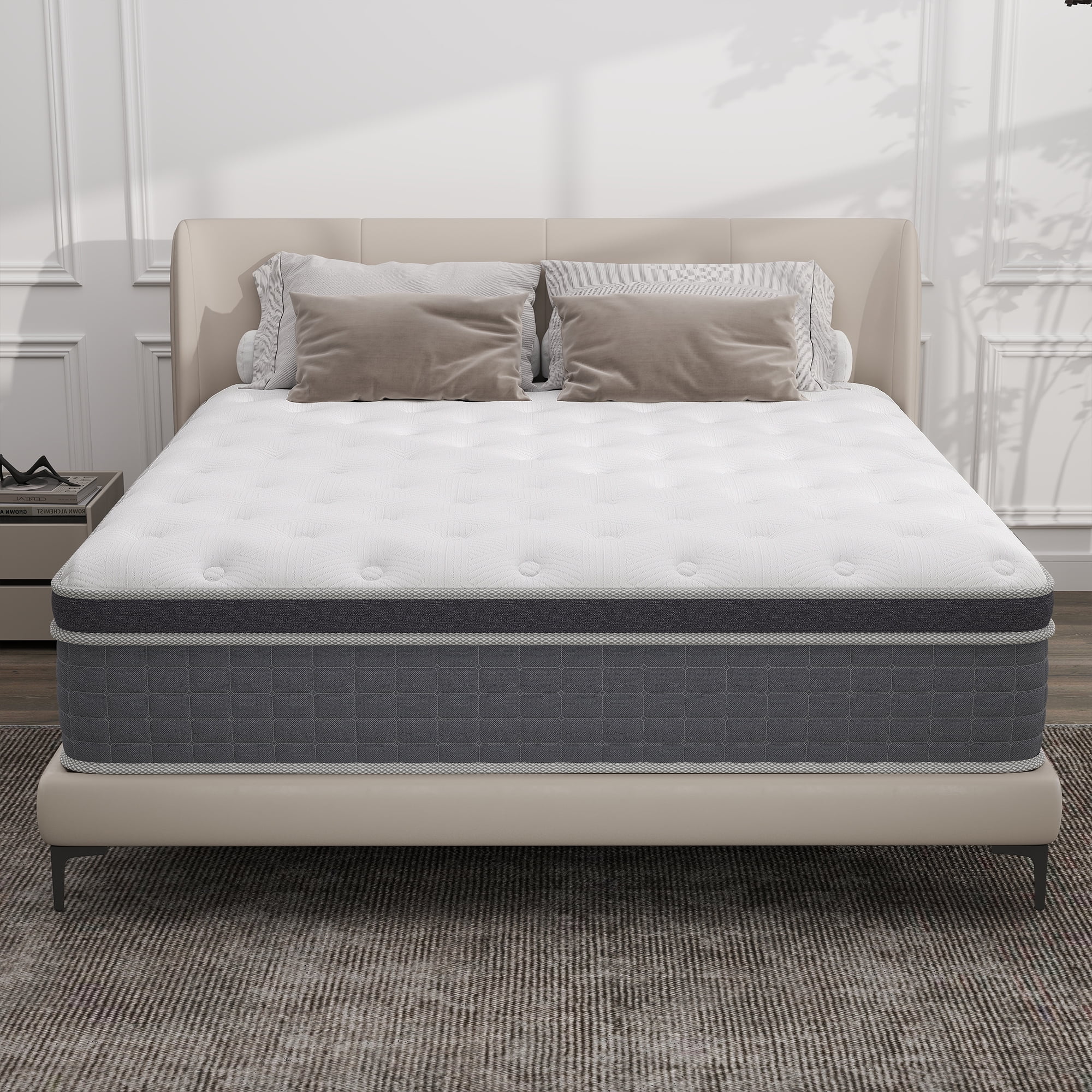 14 inch King Hybrid Mattress Medium Firm, Cooling Gel Memory Foam in a ...