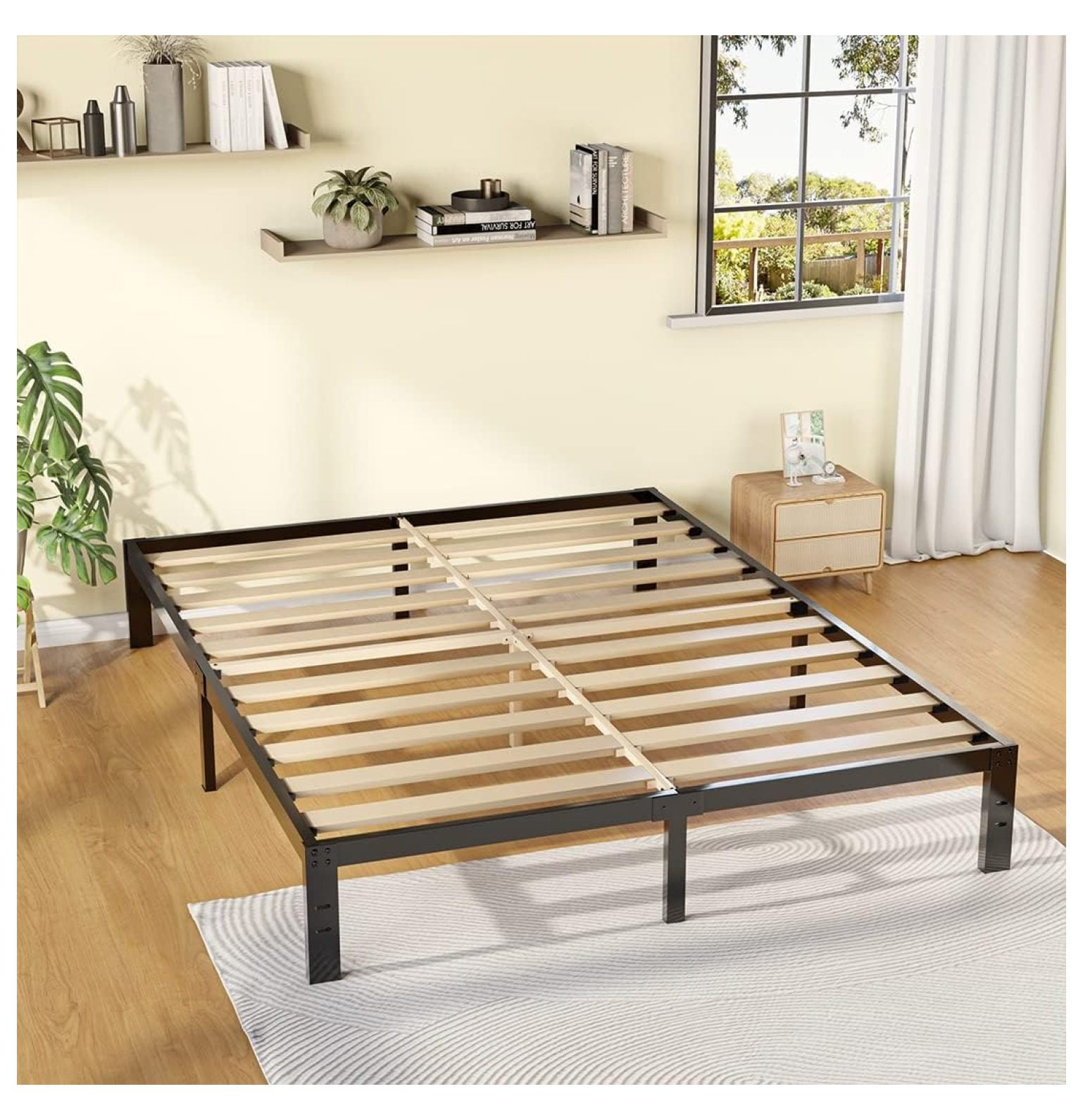 14 inch King Size Bed Frame, 3500lbs Load Heavy Duty Metal Platform ...