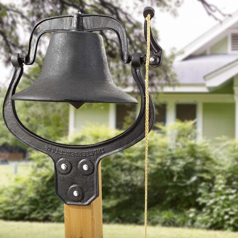 14 inch Large Cast Iron Farmhouse Dinner Bell, Outdoor Church School ...