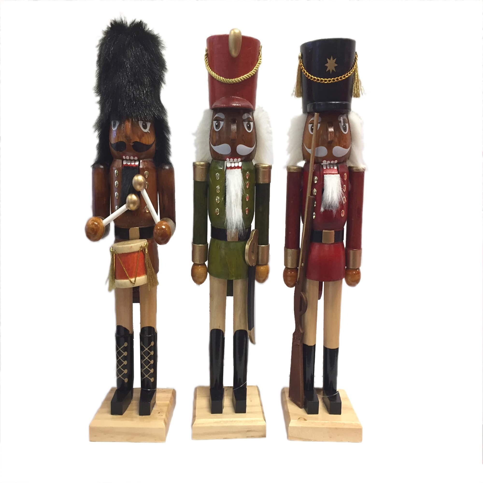 14 inch Natural Wood African American Nutcrackers, Set of 3 - brown ...