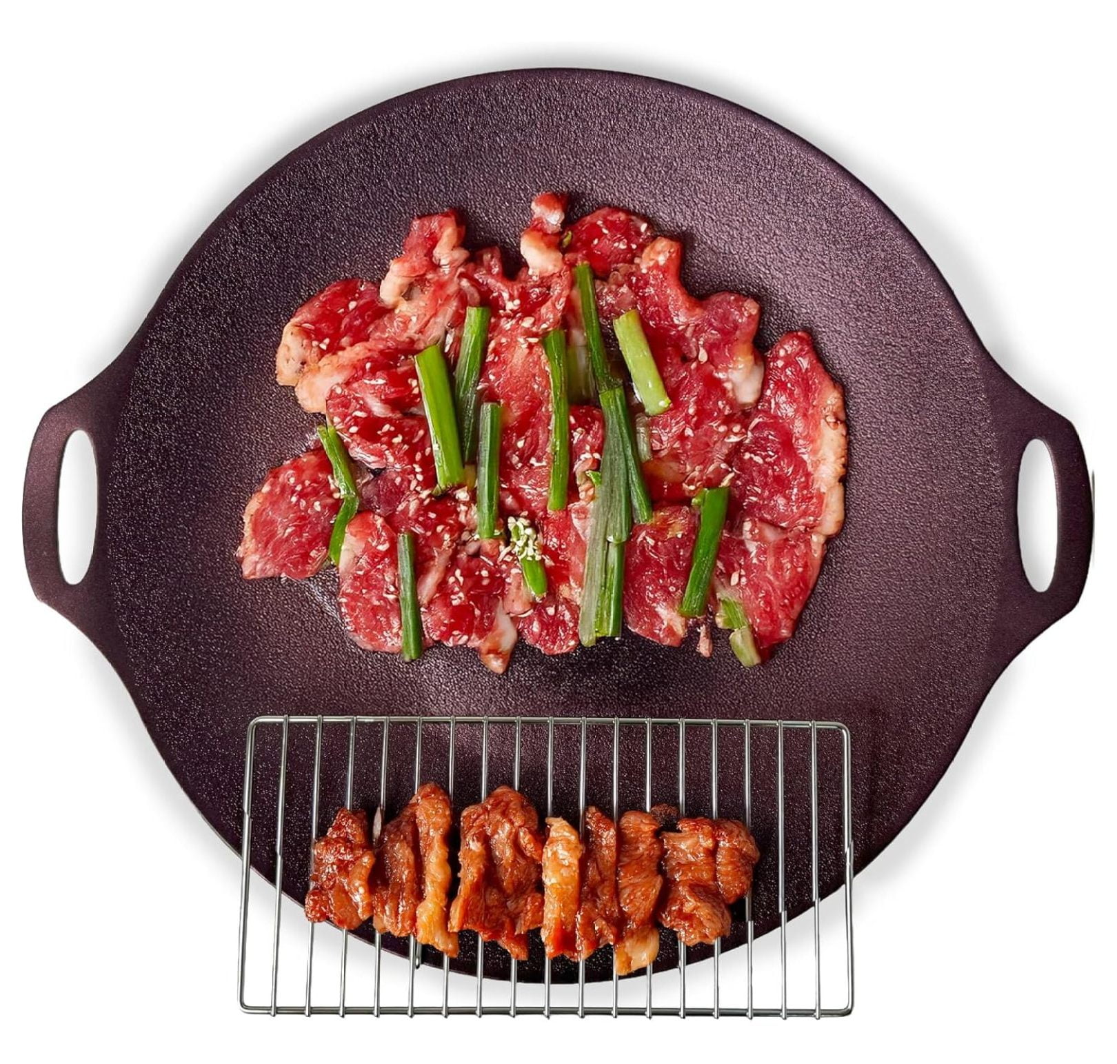 - 14-inch Nonstick Round Griddle Grill Pan for Korean BBQ/Teppanyaki ...