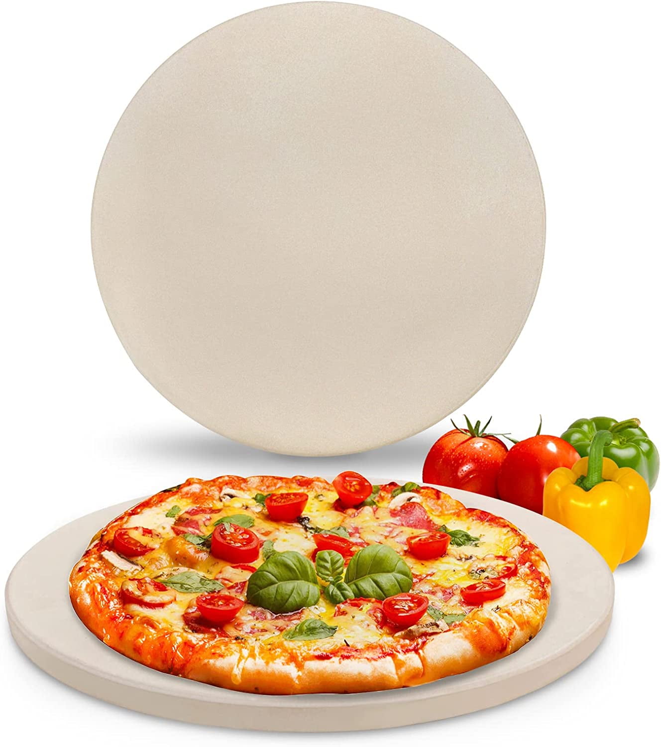 14 inch Pizza Cooking Stone for Ovens, Grill and BBQ to Cook Perfect ...
