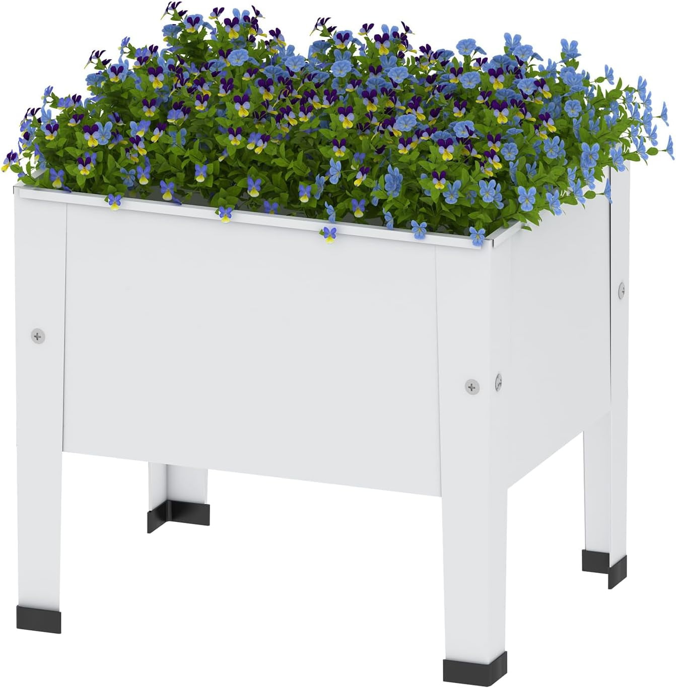 14 inch Planter Raised Garden Bed with Legs Outdoor Metal Small White ...