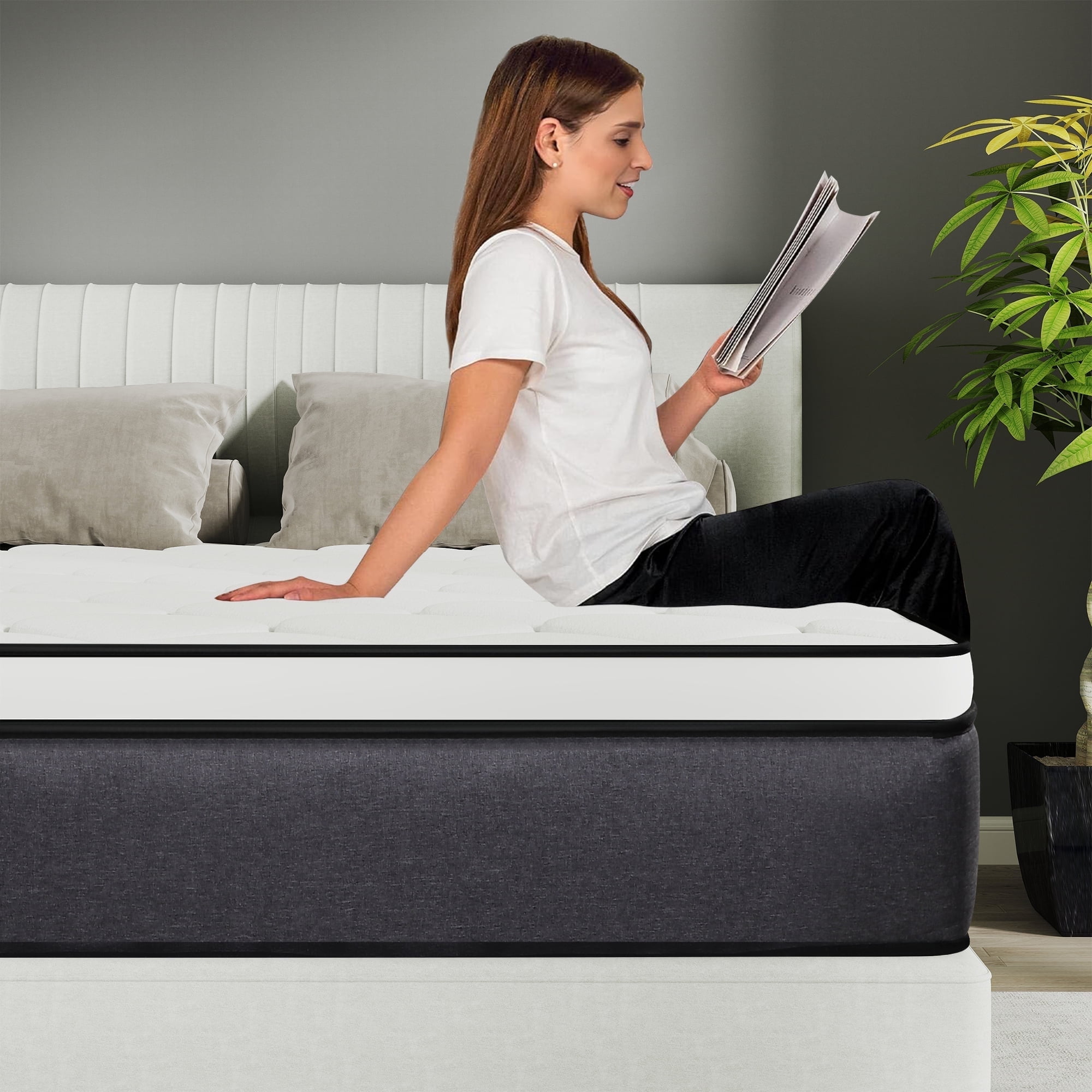 CICIMLU 14 inch Quen Mattress ,Gel Memory Foam Hybrid Mattress in a Box ...