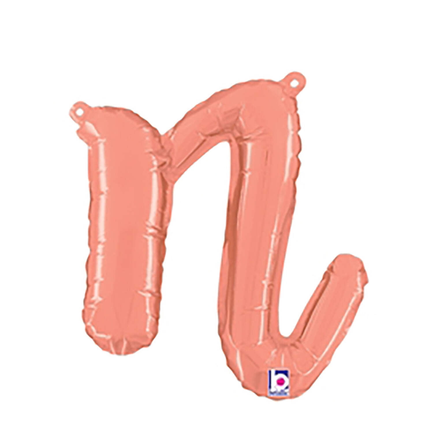 14 inch Script Letter N - Rose Gold (Air-Fill Only) Betallic Foil Mylar ...