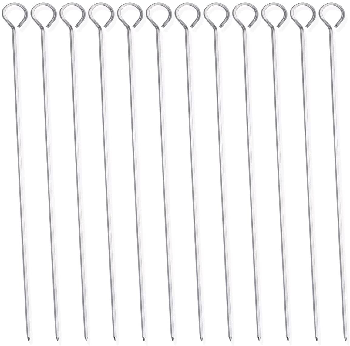 14 inch Square Kebab Skewers,12 Pack BBQ Stainless Steel Skewers for ...