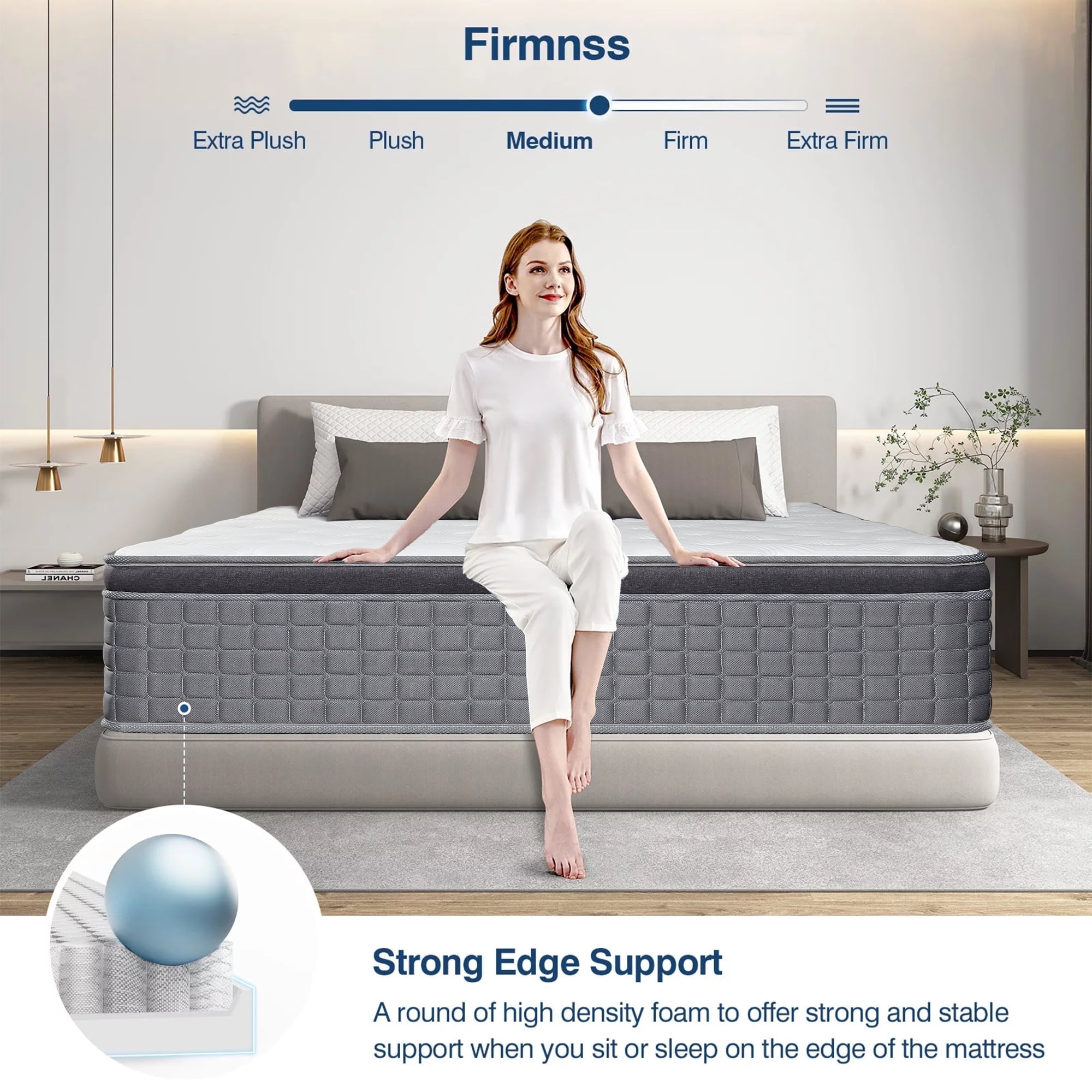 14 inch Twin Cooling Hybrid Mattress in a Box, Gel Memory Foam and ...
