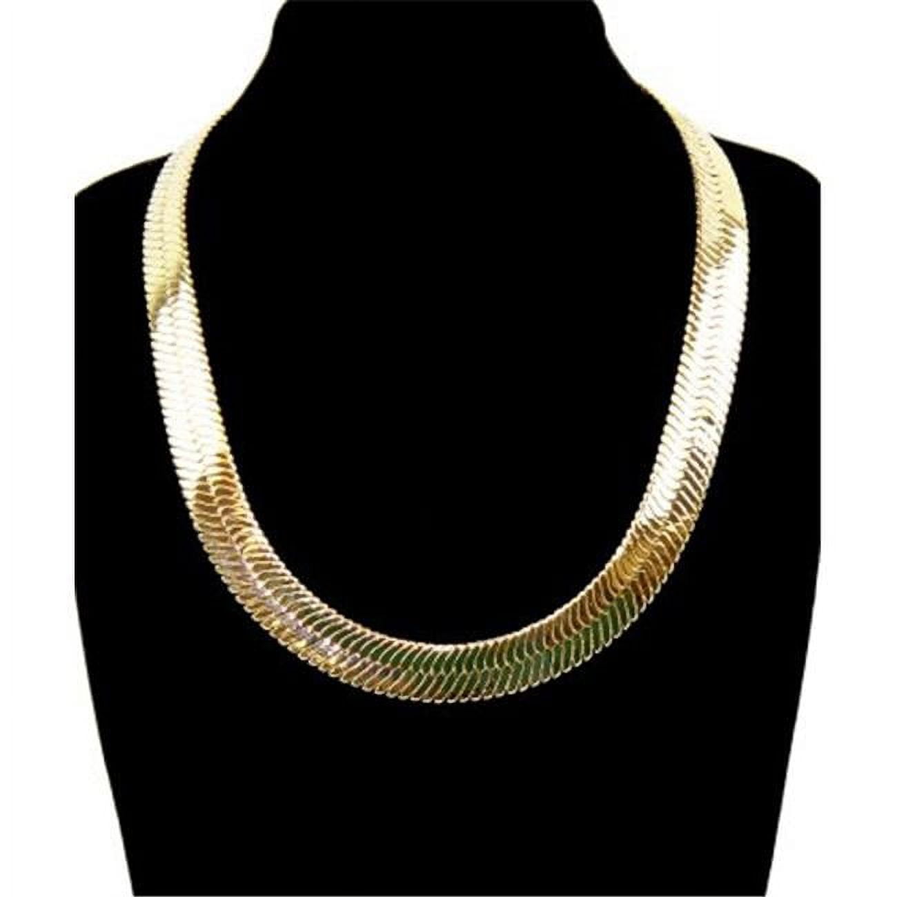 14 mm & 20 in. 14K Gold Plated Herringbone Chain Necklace - Walmart.com