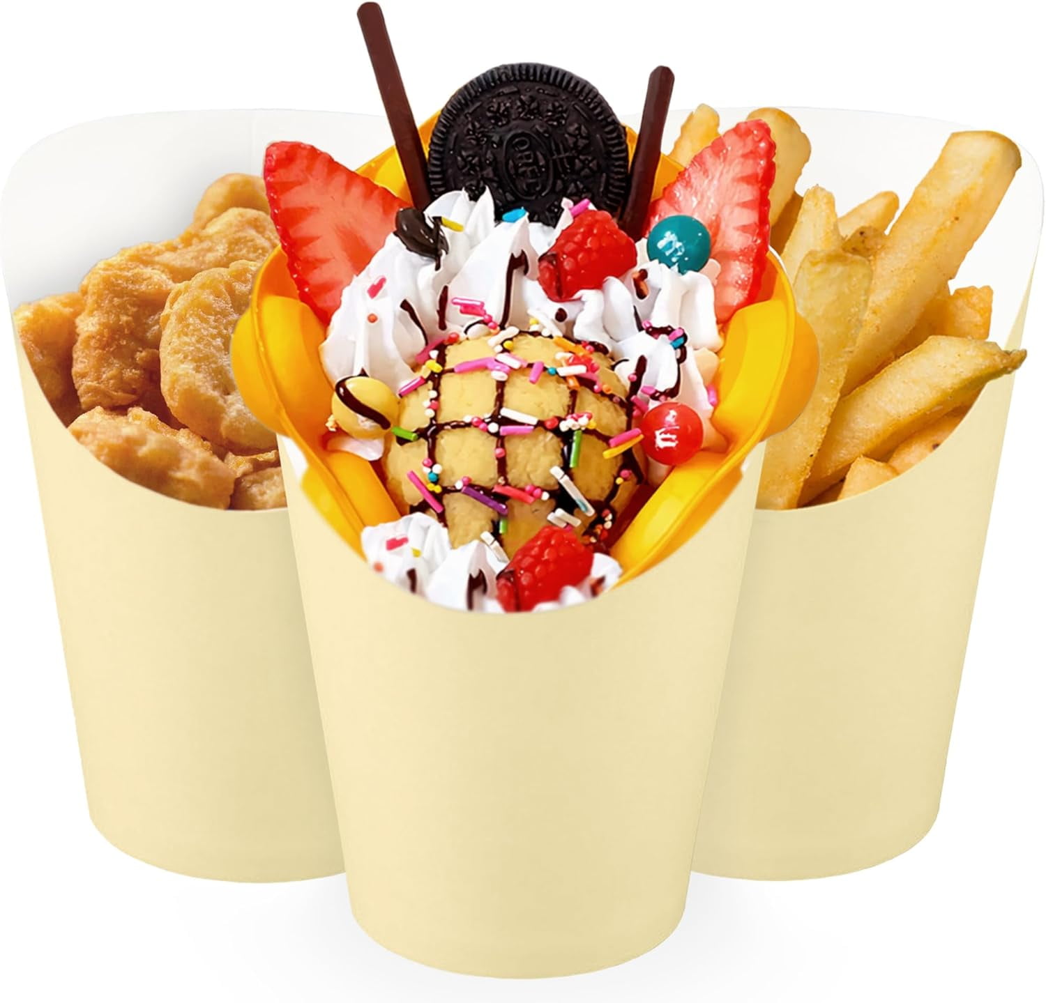 14 oz 50-Pack Ivory French Fry Cups - Charcuterie Cups Disposable ...