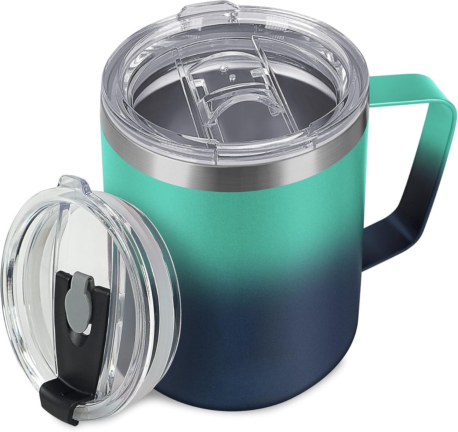 14 oz Coffee Mug Set, Vacuum Insulated Camping Mug with Lid, Double ...