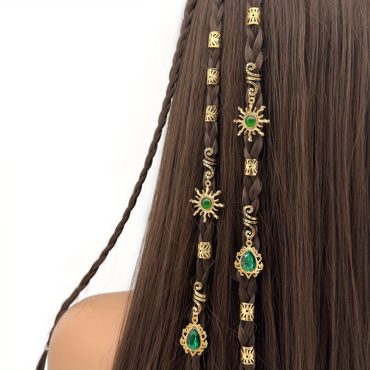 14-piece sun pattern hollow diamond water drop pendant dreadlocks hair ...