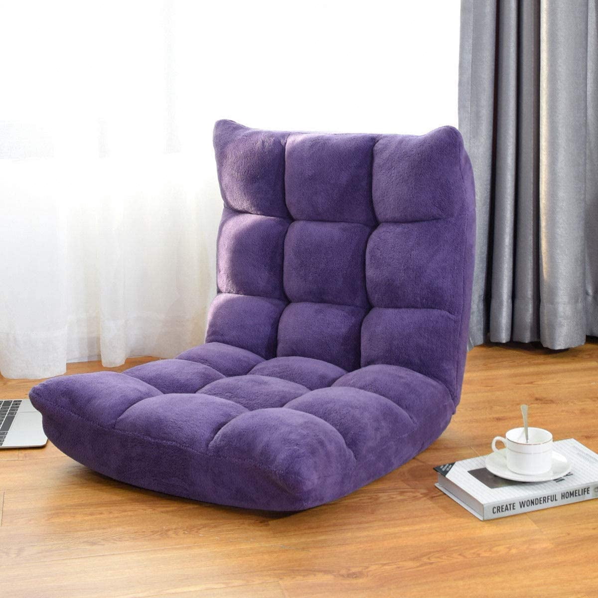 **14-position floor sofa, folding memory foam floor chair w/comfy ...