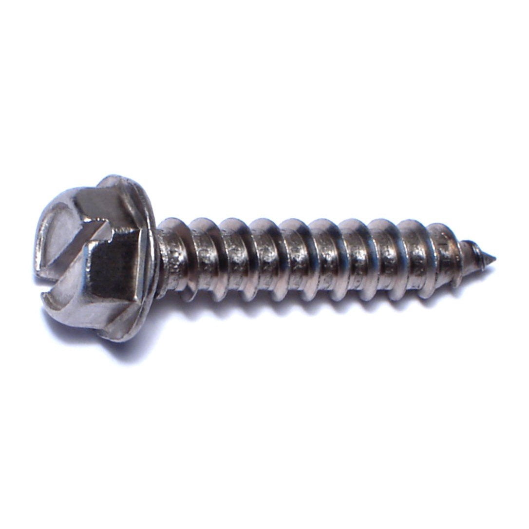 #14 x 1-1/4" 18-8 Stainless Slotted Hex Sheet Metal Screws SMSHSS-277 ...