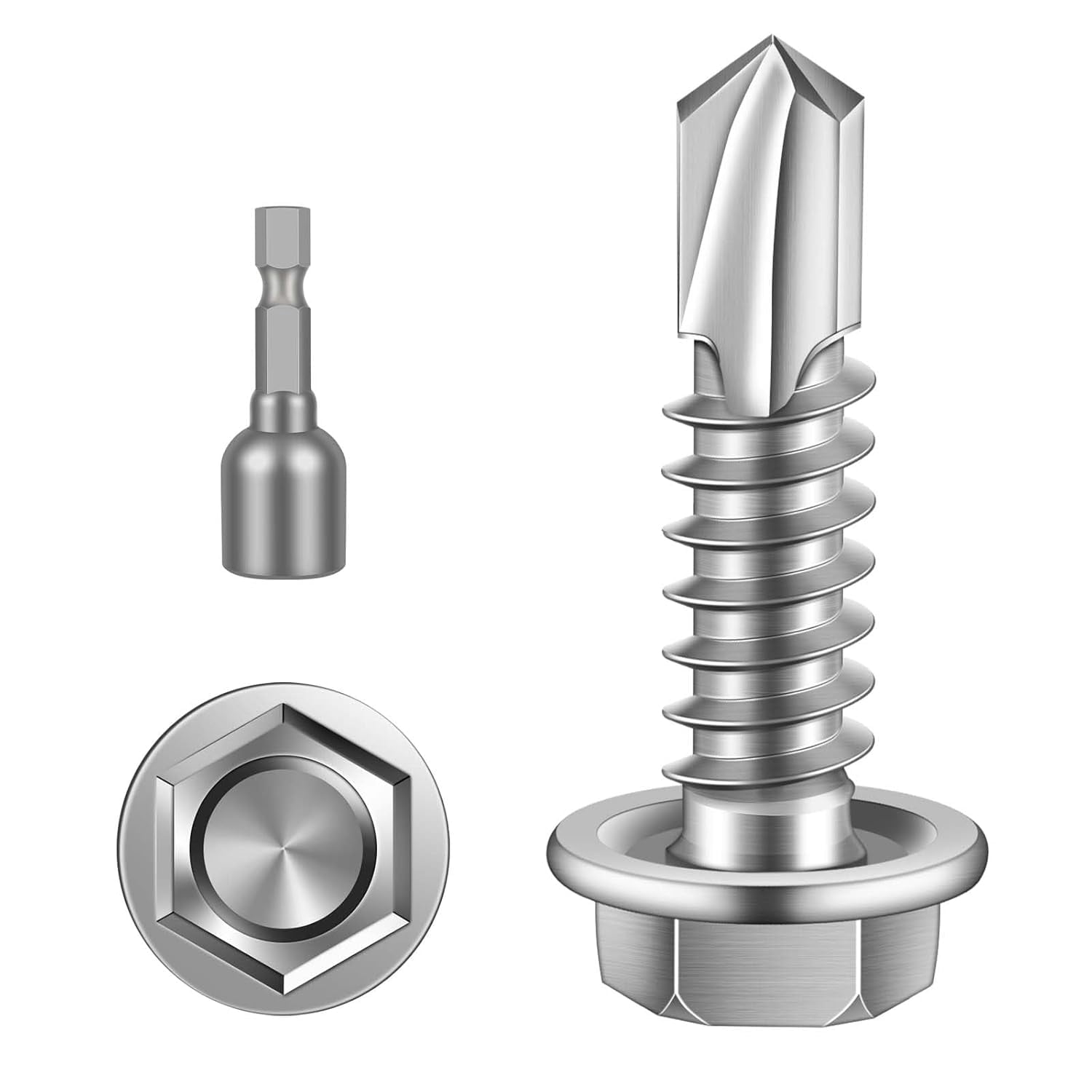 #14 x 1 (3/4" to 3" Available) Hex Washer Head Self Drilling Sheet ...