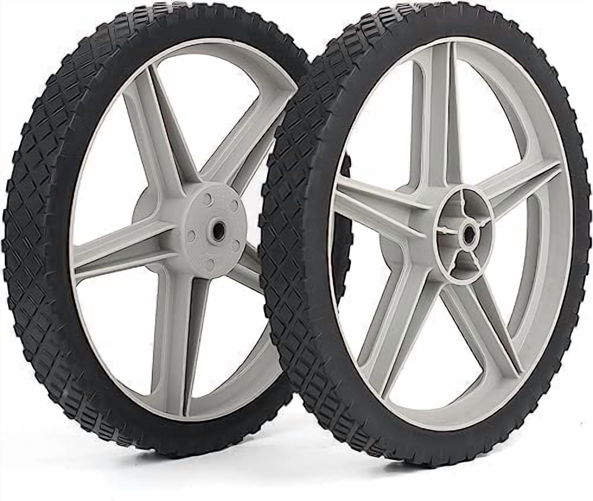 14 x 1.75" Spoked Plastic Wheel and Tire, 2.45" Hub Length, 1/2" Axle ...