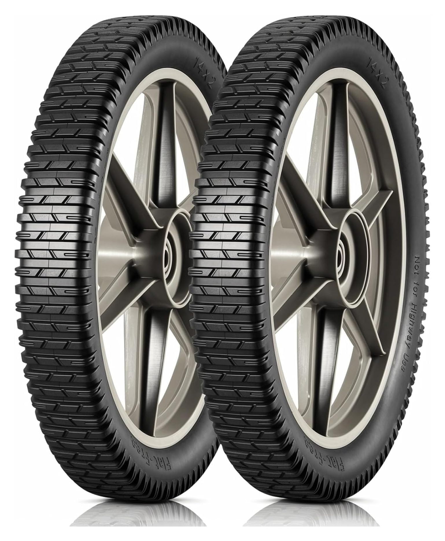 14 x 1.75" Spoked Plastic Wheel with Tire Replacement for Mower ...