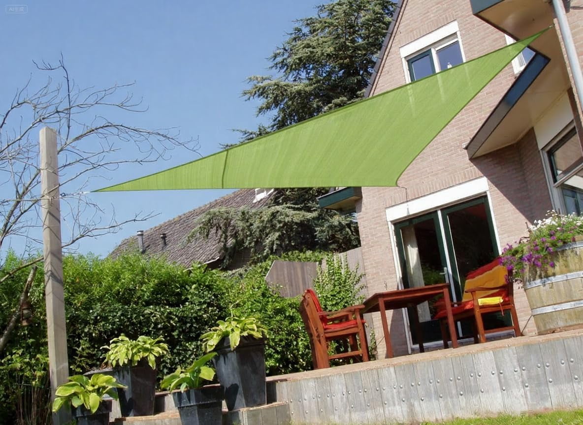 14' x 14' x 14' Lime Green Colour Triangle Sun Shade sail Canopy Awning ...