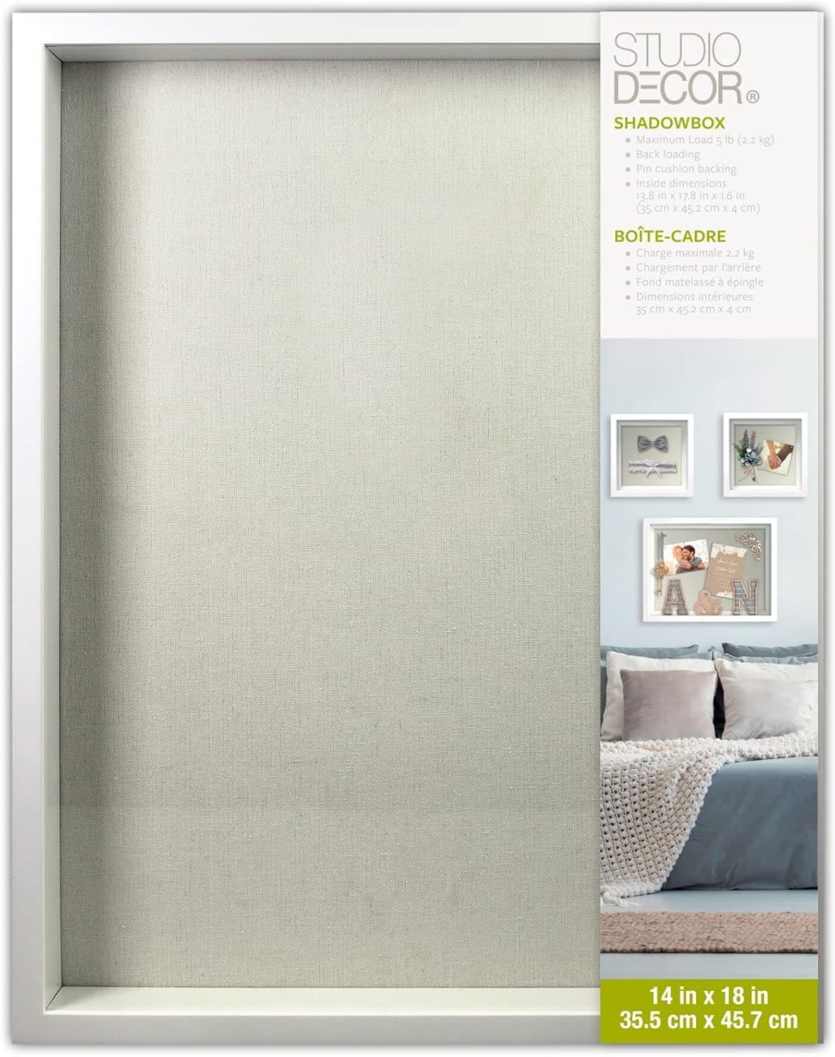 14" x 18" White Flat Shadow Box by Studio Décor - Memory Box Display ...