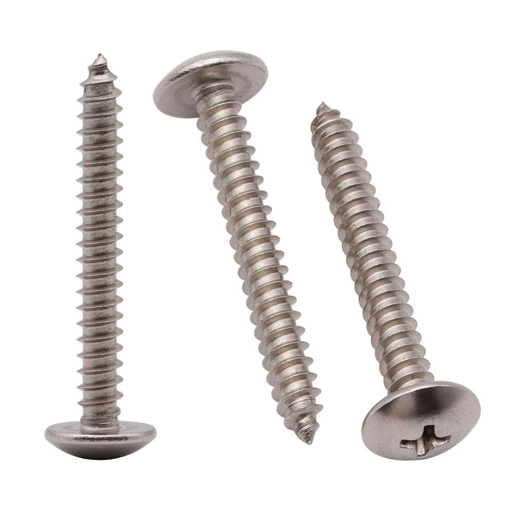 #14 x 2 Stainless Steel Truss Head Self Tapping Screws, 304 SS (18-8), Phillips Drive, Corrosion ...