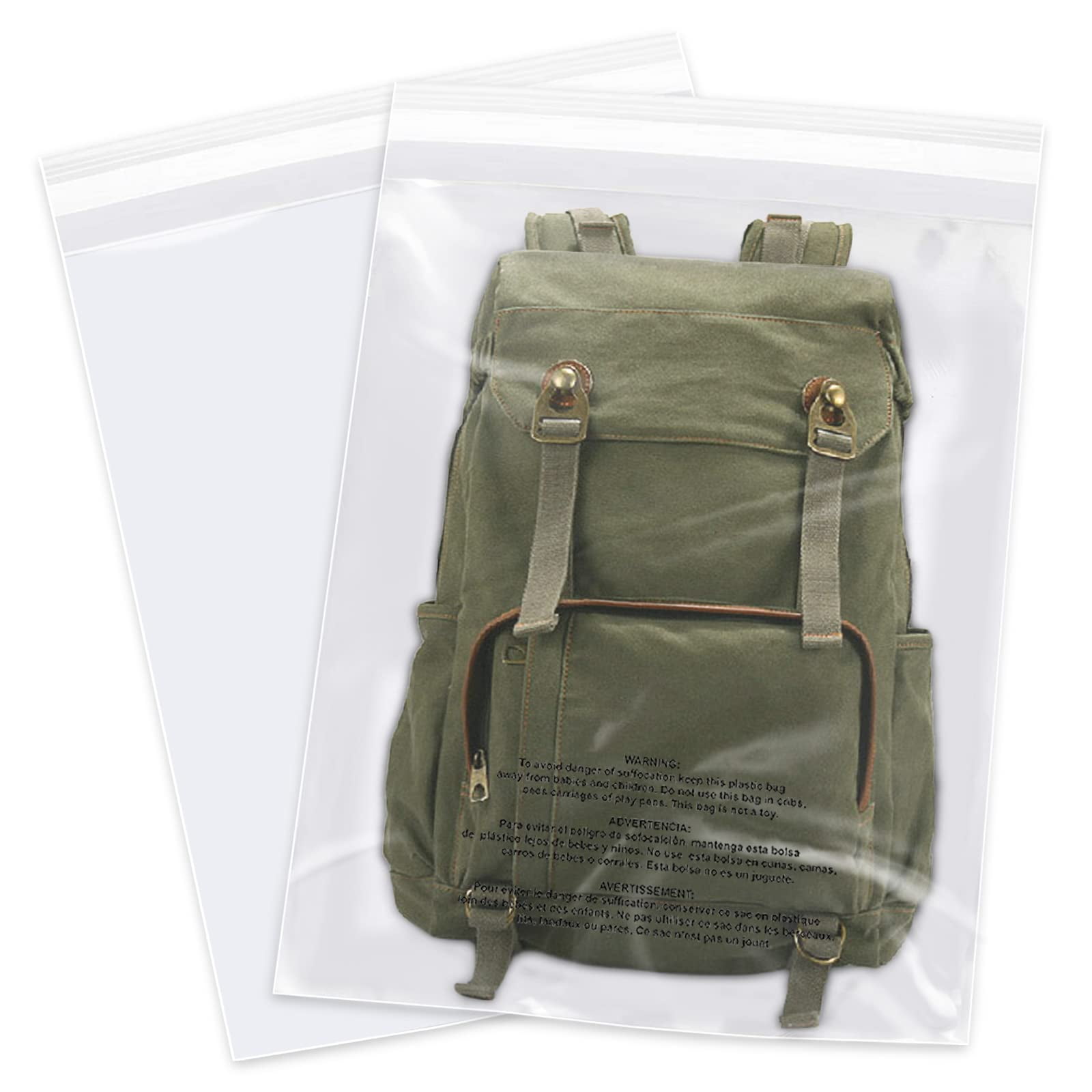14" x 20" (1000 Count) - Clear Poly Bags with Suffocation Warning Self ...