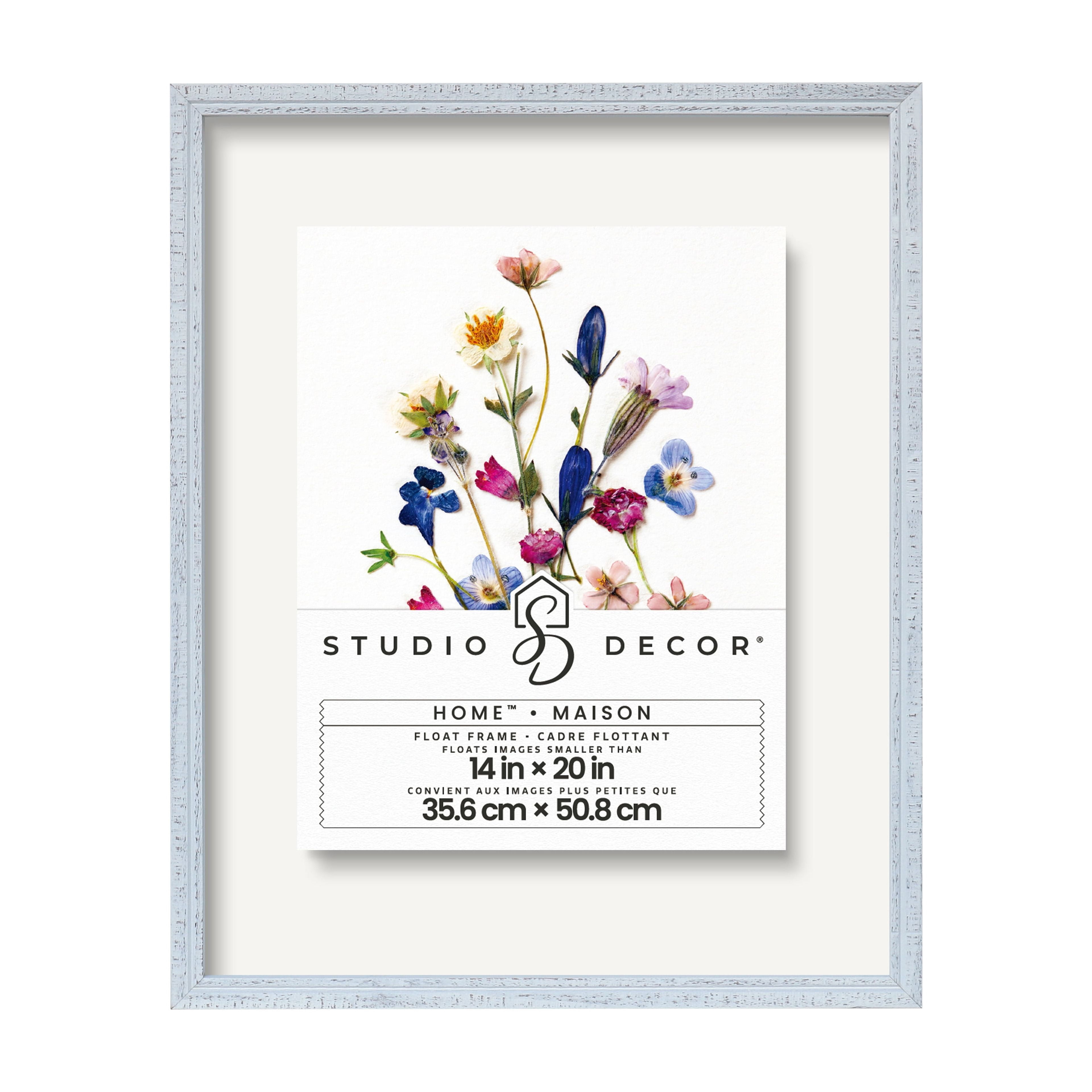 14" x 20" Home White Distressed Float Picture Frame by Studio Décor ...