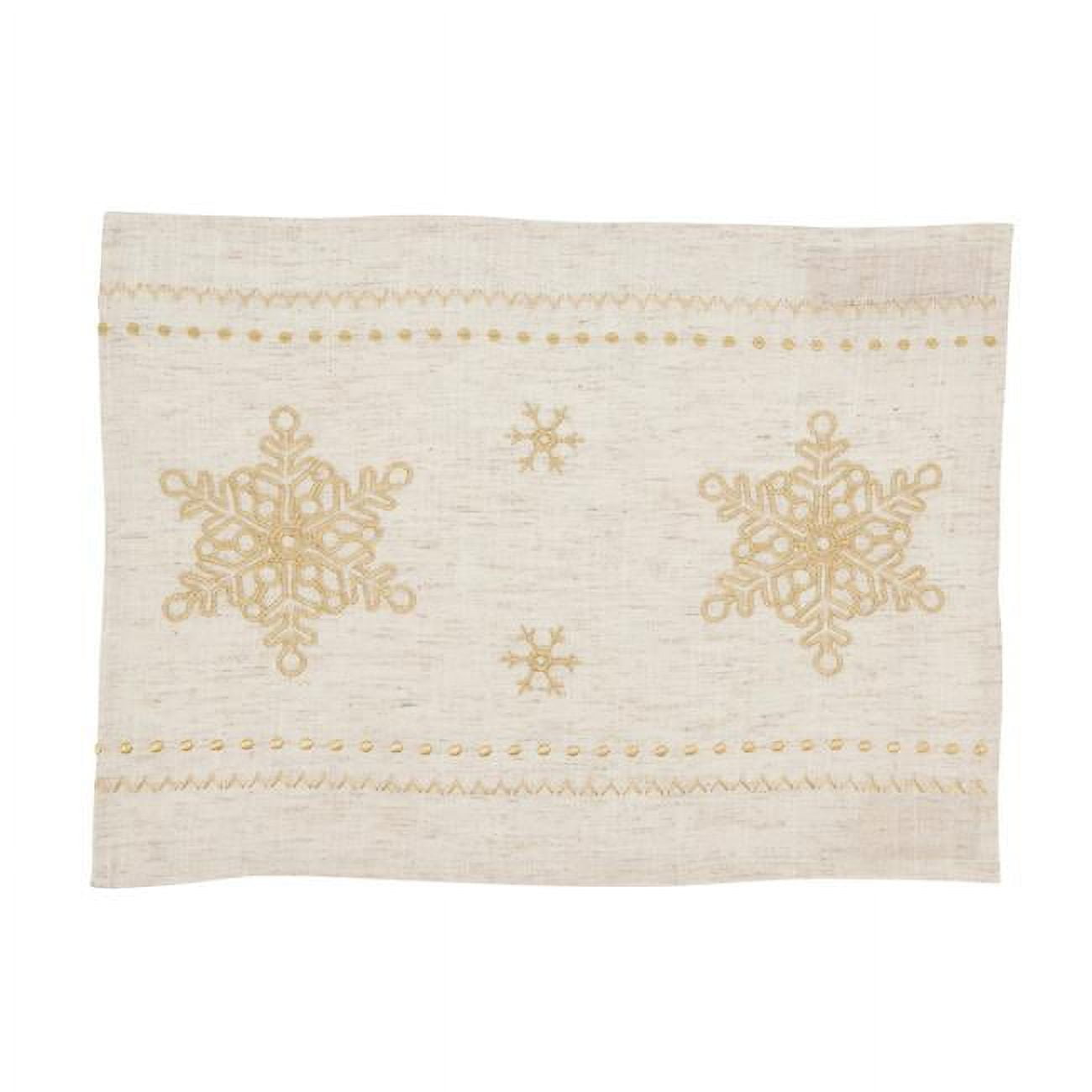 14 x 20 in. Elegant Snowflake Embroidered Oblong Placemat, Natural ...