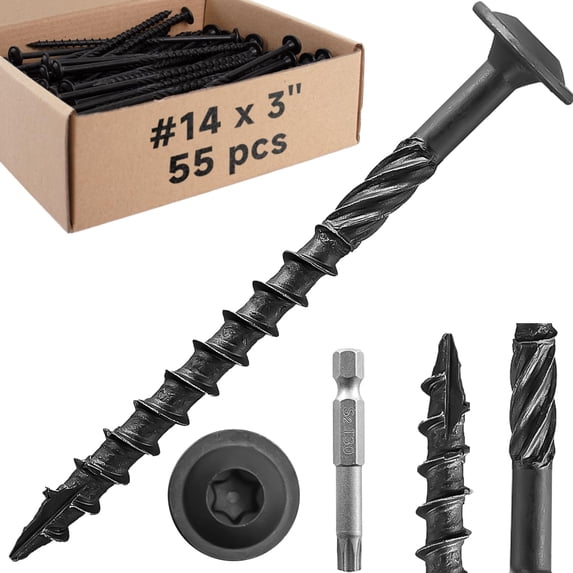 #14 x 3 Inch Structural Wood Screws Kit(55PCS), Heavy Duty Exterior ...