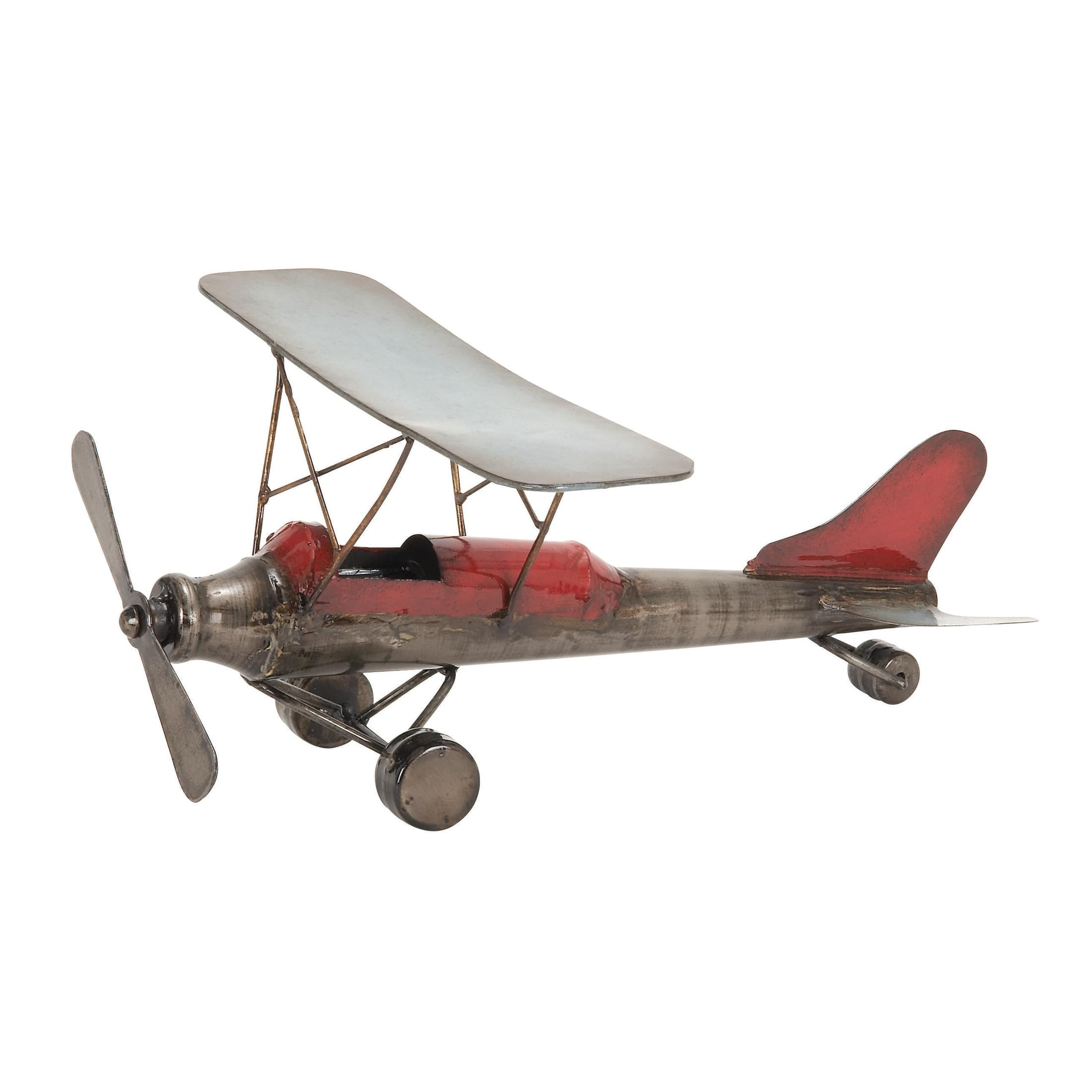 14" x 6" Gray Metal Airplane Sculpture, by DecMode - Walmart.com