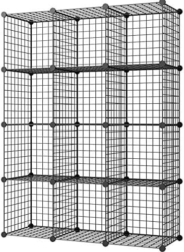 14"x14" Wire Cube Storage, Metal Grid Organizer, 12-Cube Modular ...
