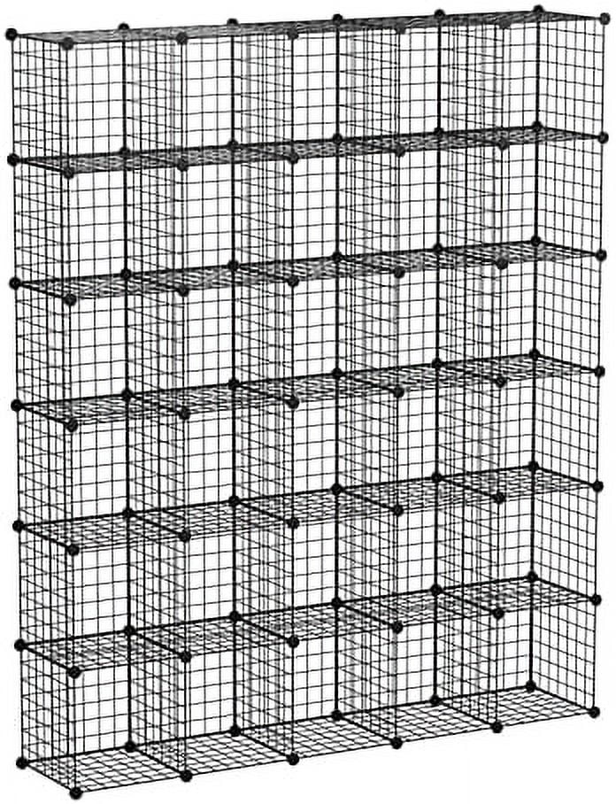14"x14" Wire Cube Storage, Metal Grid Organizer, 30-Cube Modular ...