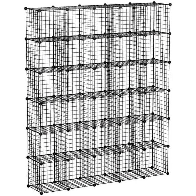 14"x14" Wire Cube Storage, Metal Grid Organizer, 30-Cube Modular ...