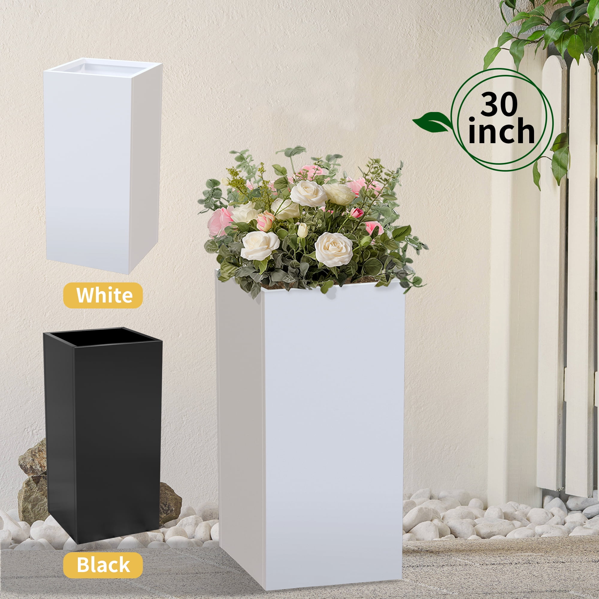 14"x14"x30" Rectangular Planter Pots with Drainage Hole Removable Shelf ...