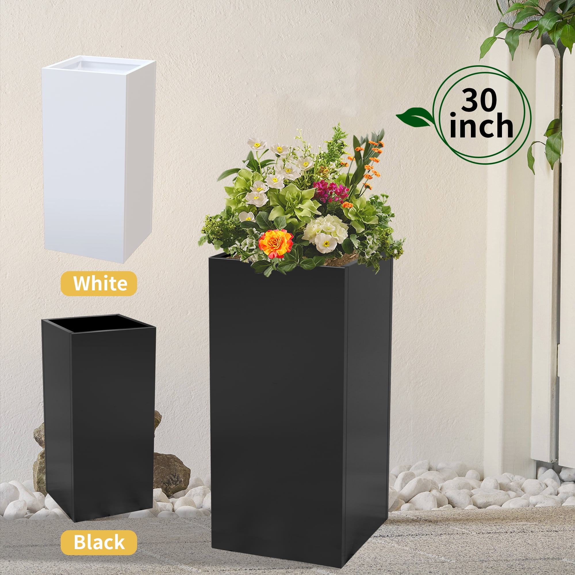 14"x14"x30" Rectangular Planter Pots with Drainage Hole Removable Shelf ...