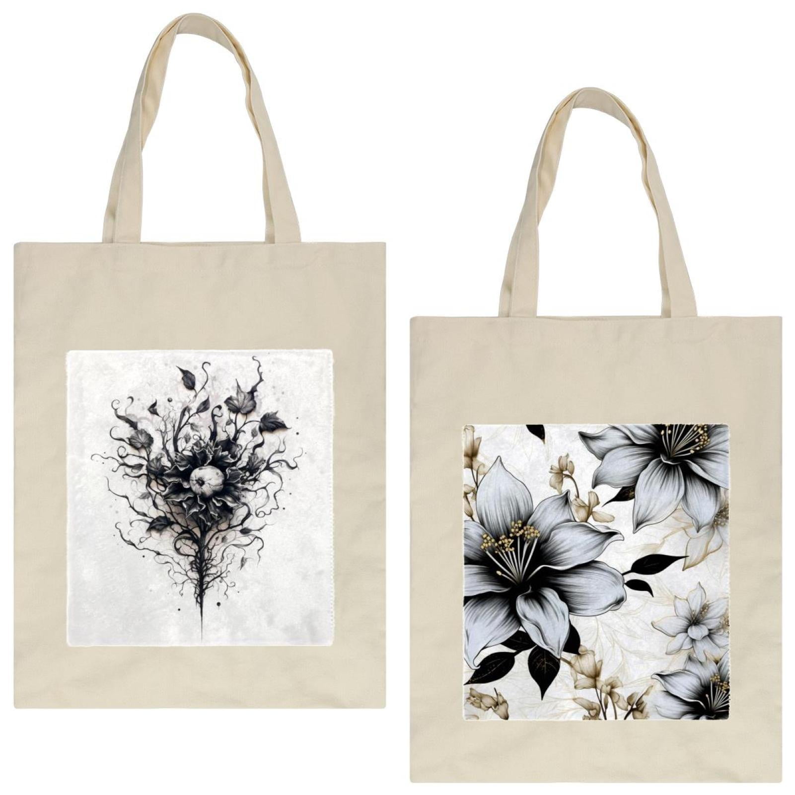 14"x17.5" Canvas Tote Bag, Lightweight Medium Reusable Grocery Shopping ...