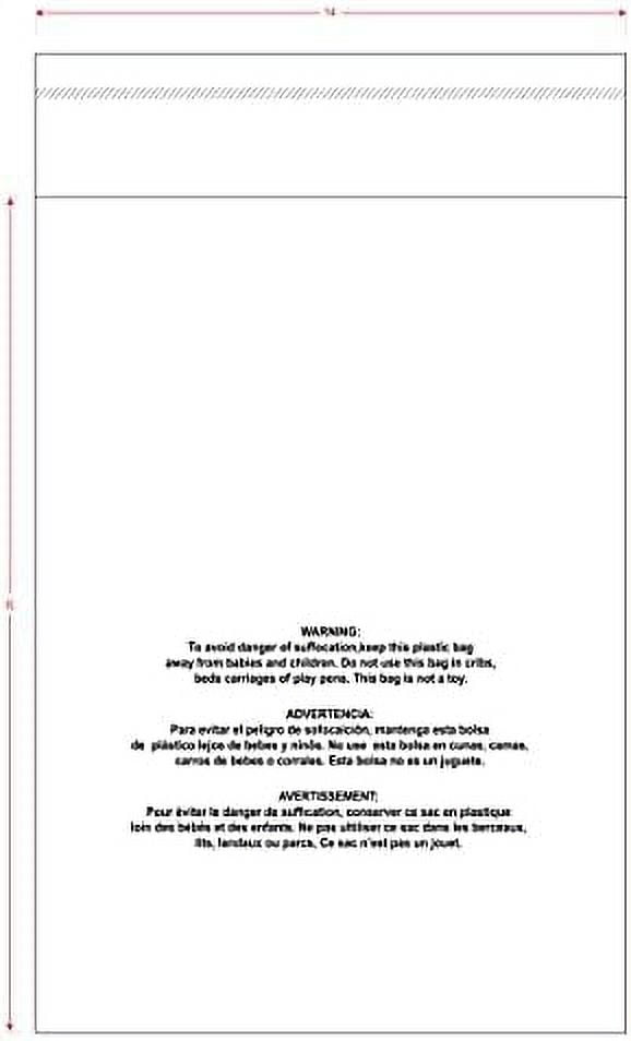 14"x20" (400 count) Self Seal Clear Poly bags with Suffocation Warning ...