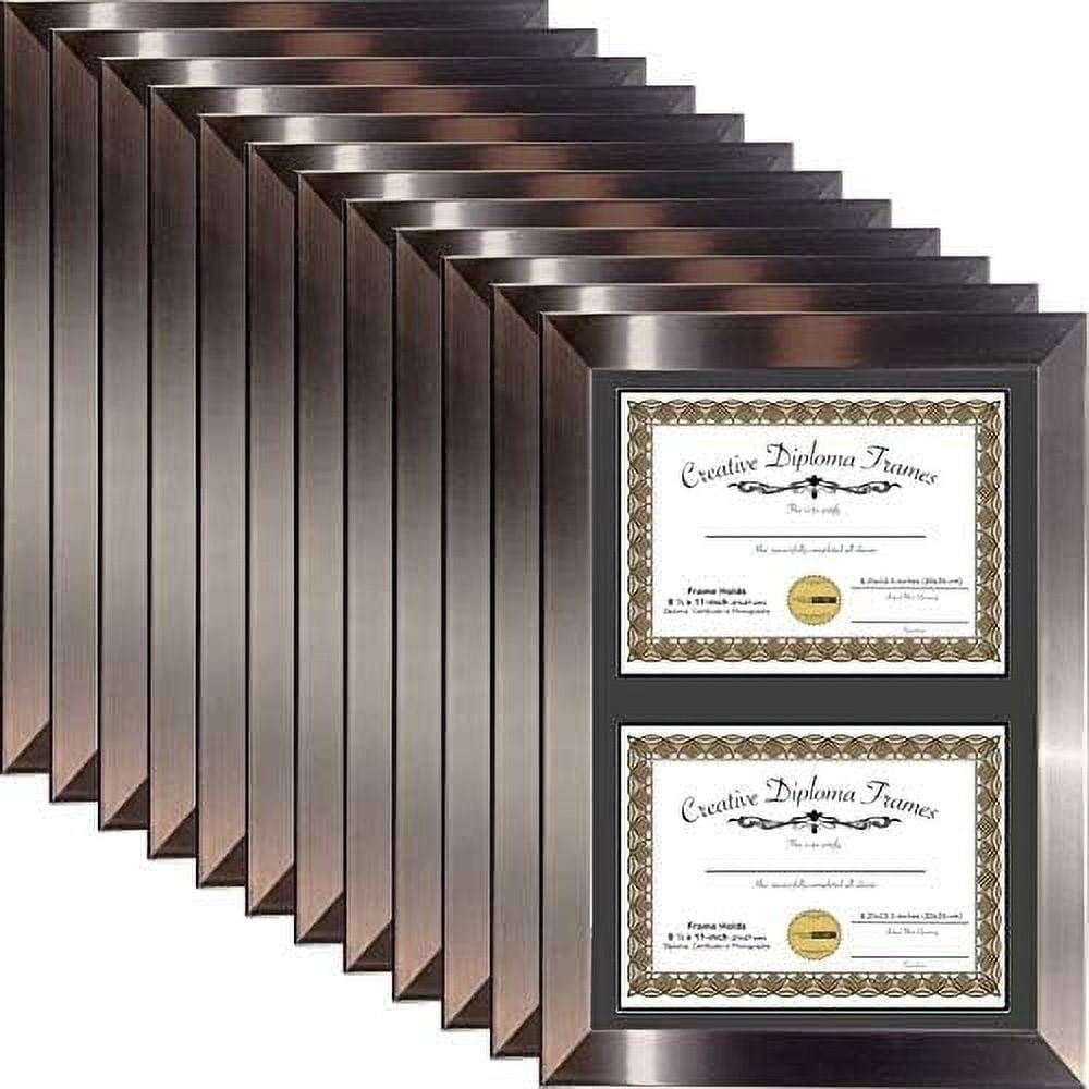 14"x20" Stainless Steel Finish Double Diploma Frame with Black Matting ...