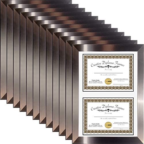 14"x20" Stainless Steel Finish Double Diploma Frame with White Matting ...