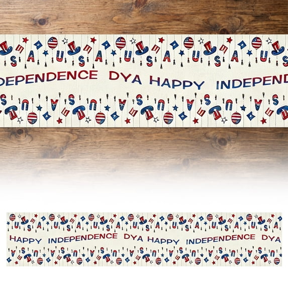 14"x78" Independence Day linen tablecloth,patriotic rustic table cover ...