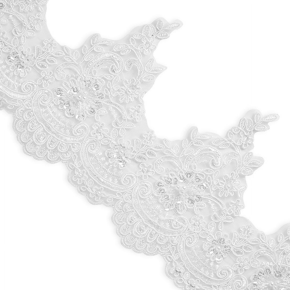 14 yards of Marie Embroidered Organza Lace Trim with Pearls and Sequin ...