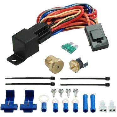 140-210'F Electric Fan NPT Grounding Thermostat Temp Switch Wiring Kit ...