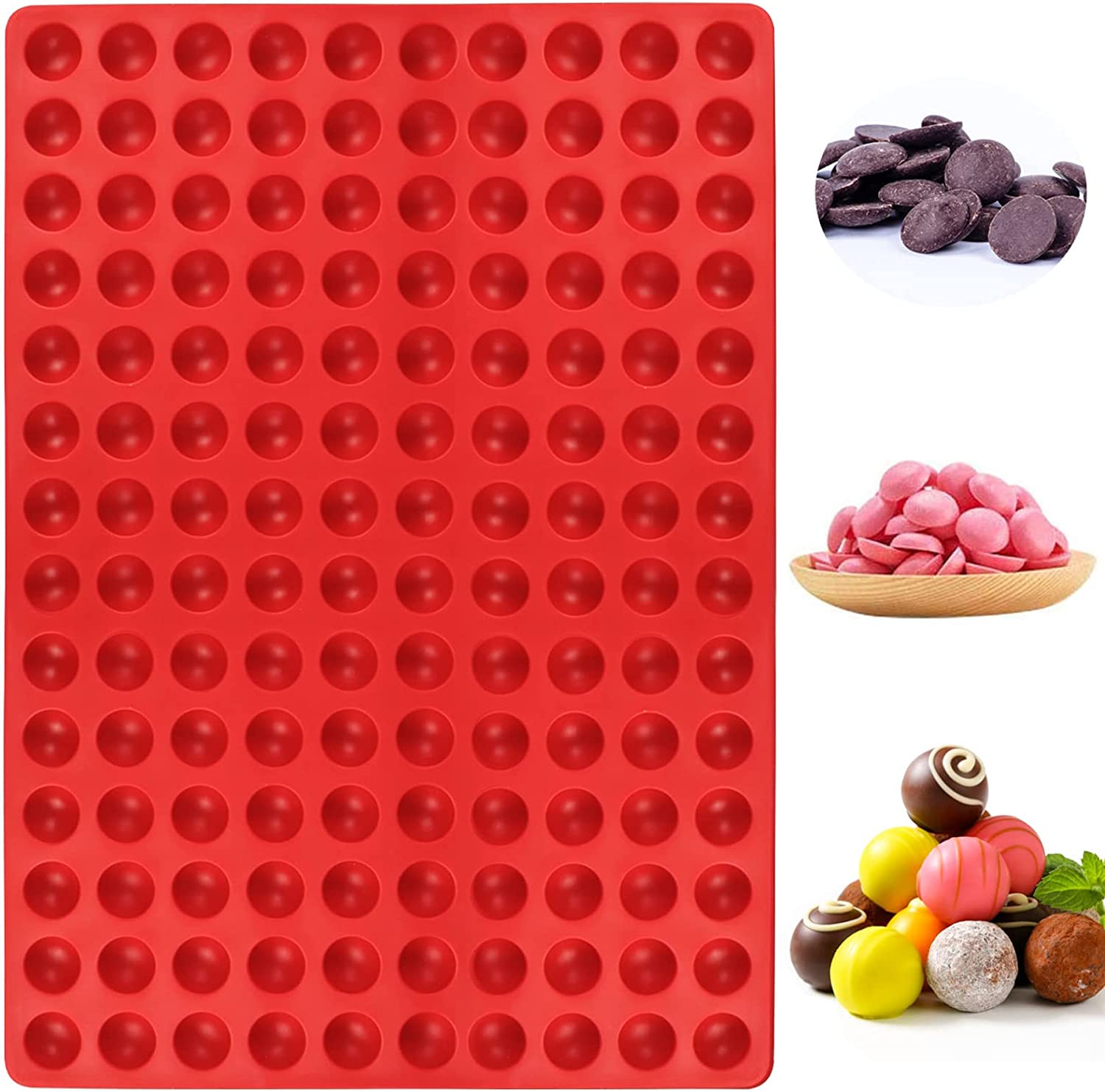 140-Cavity Small Round Silicone Mold/Semicircle Chocolate Drops Mold ...