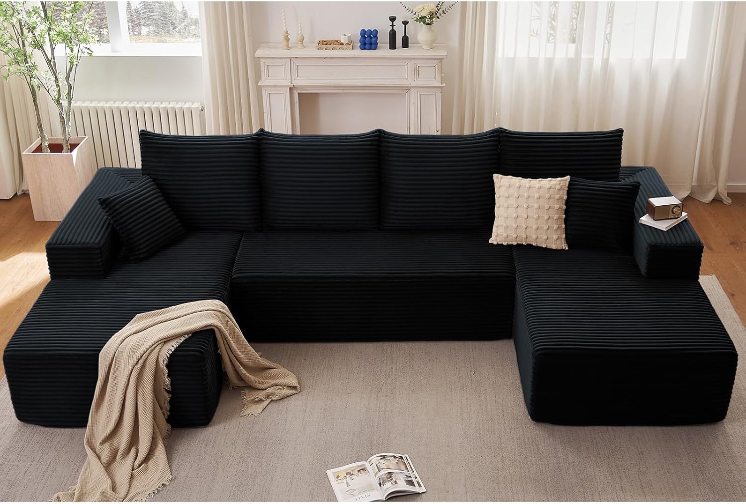140" Cloud Modular Sectional Couch for Living Room, Large U-Shaped ...