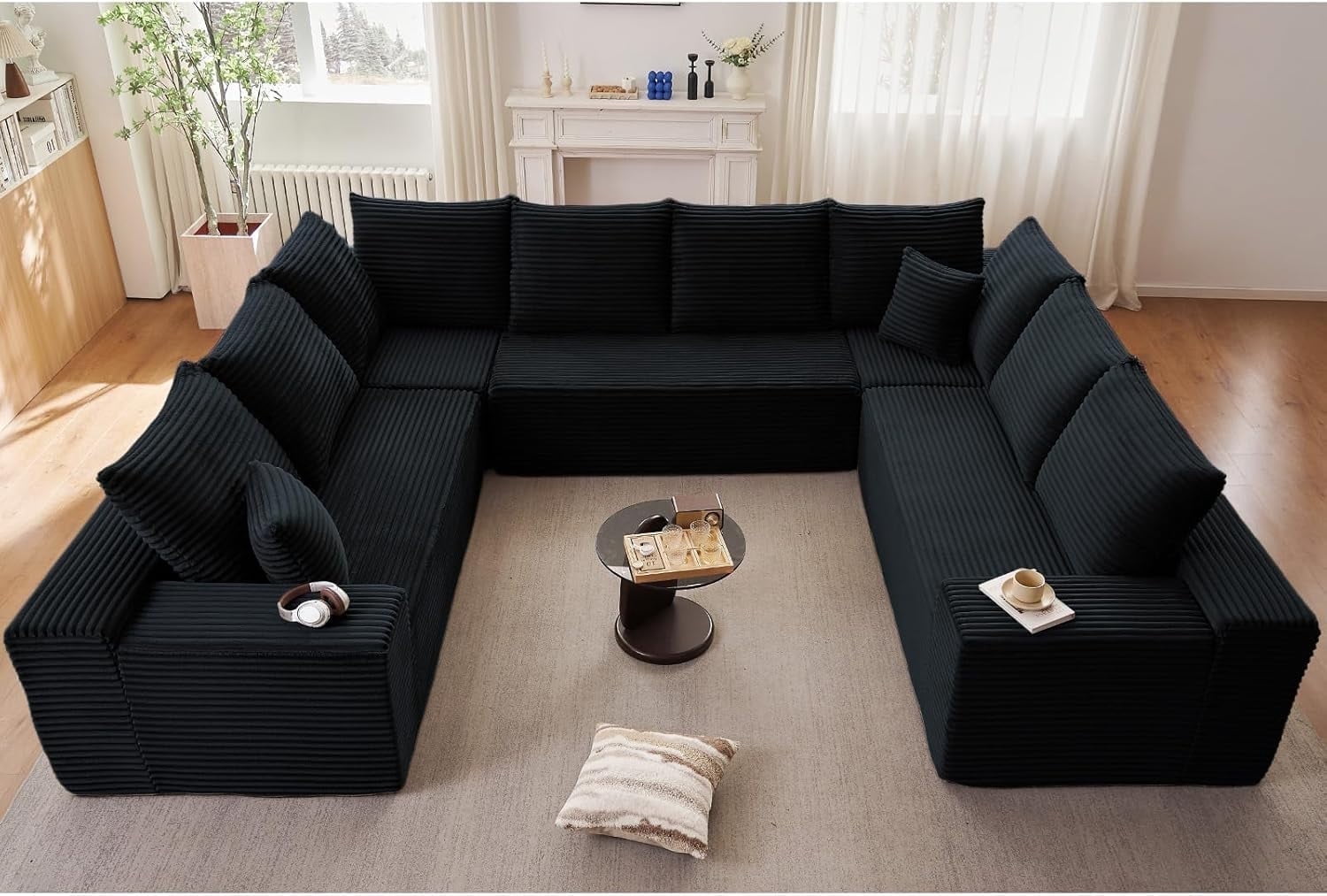 140" U-Shaped Modular Sofa, Cloud Comfort Sectional with 12 Pillows, 6 ...