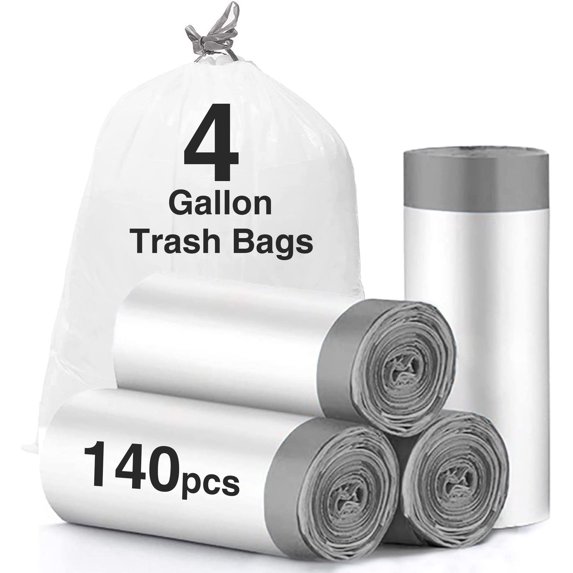 Charmount 4 Gallon Drawstring Trash Bags, Small Trash Can Liner (140 ...