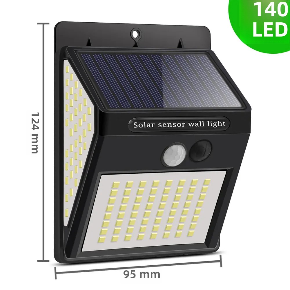 140 LED Solar Light Outdoor with Motion Sensor, 3 Modes, Waterproof for ...