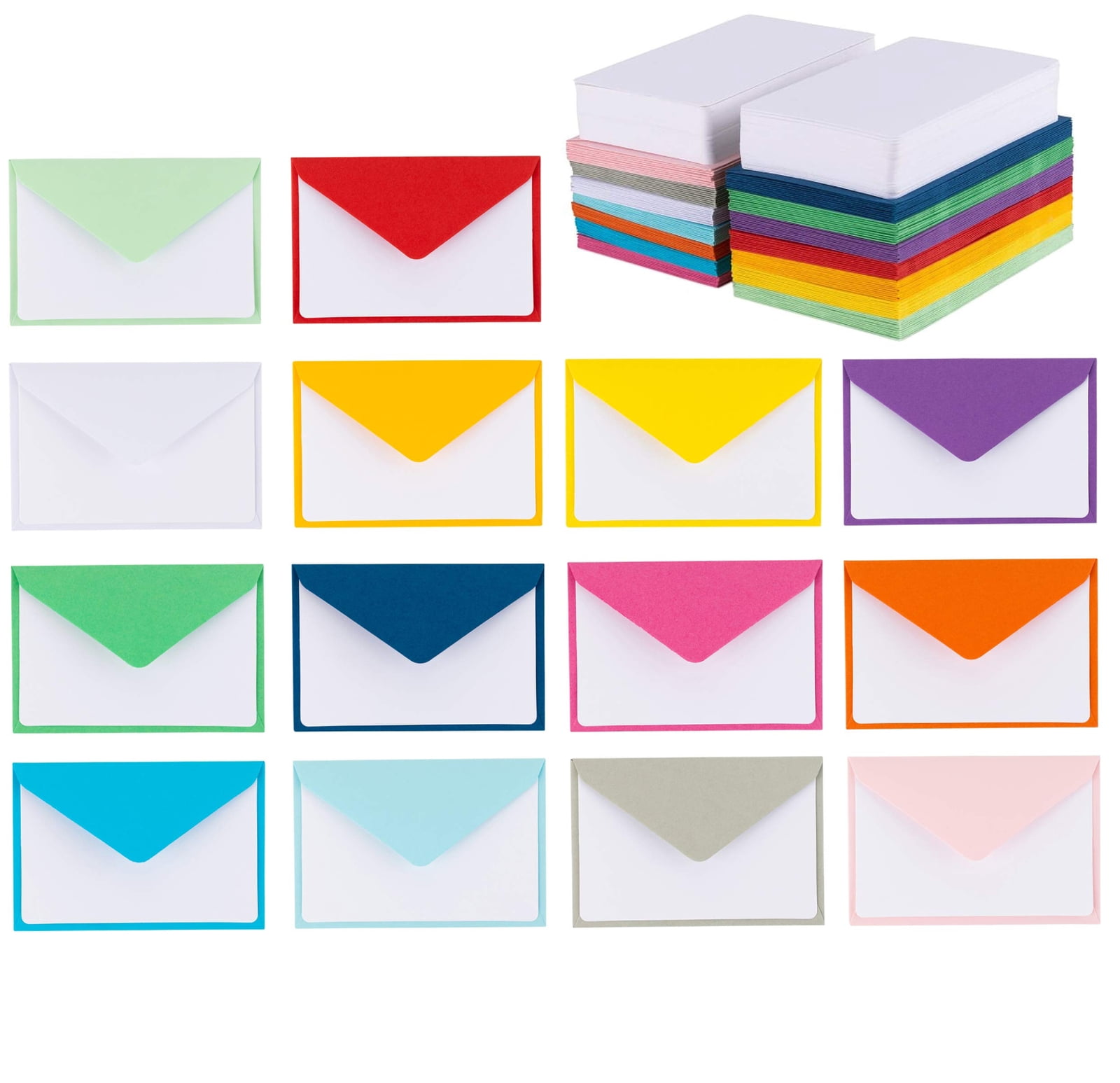140 Mini Envelopes With White Blank Note Cards Mini Envelopes 4"x 2.7 ...