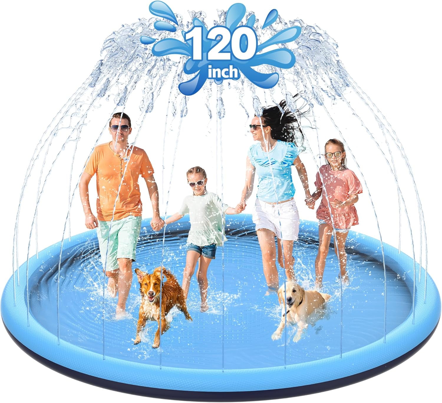 140" Non-Slip Splash Pad for Kids and Dog, Thicken Sprinkler Pool ...